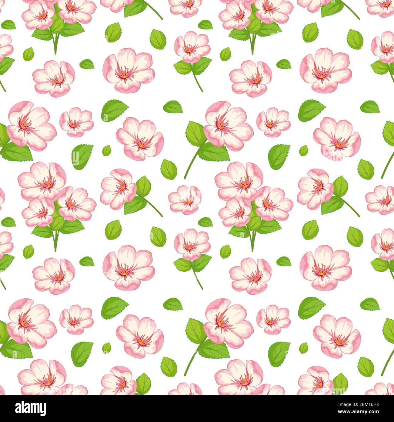Set of cute pink flowers and leaf illustration Stock Vector Image & Art ...