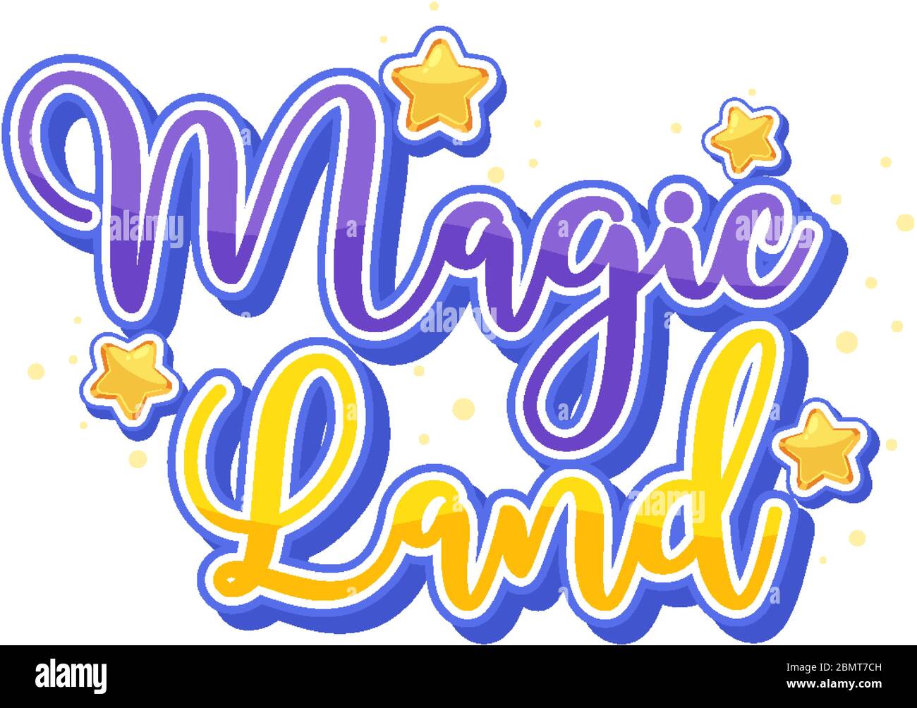 Font design for word magic land with bright stars illustration Stock ...
