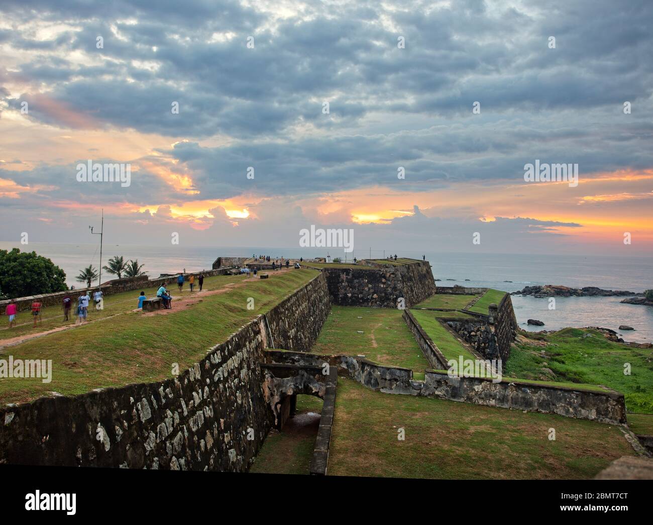 The ancient walls of Galle fort at sunset, southern Sri Lanka Stock ...