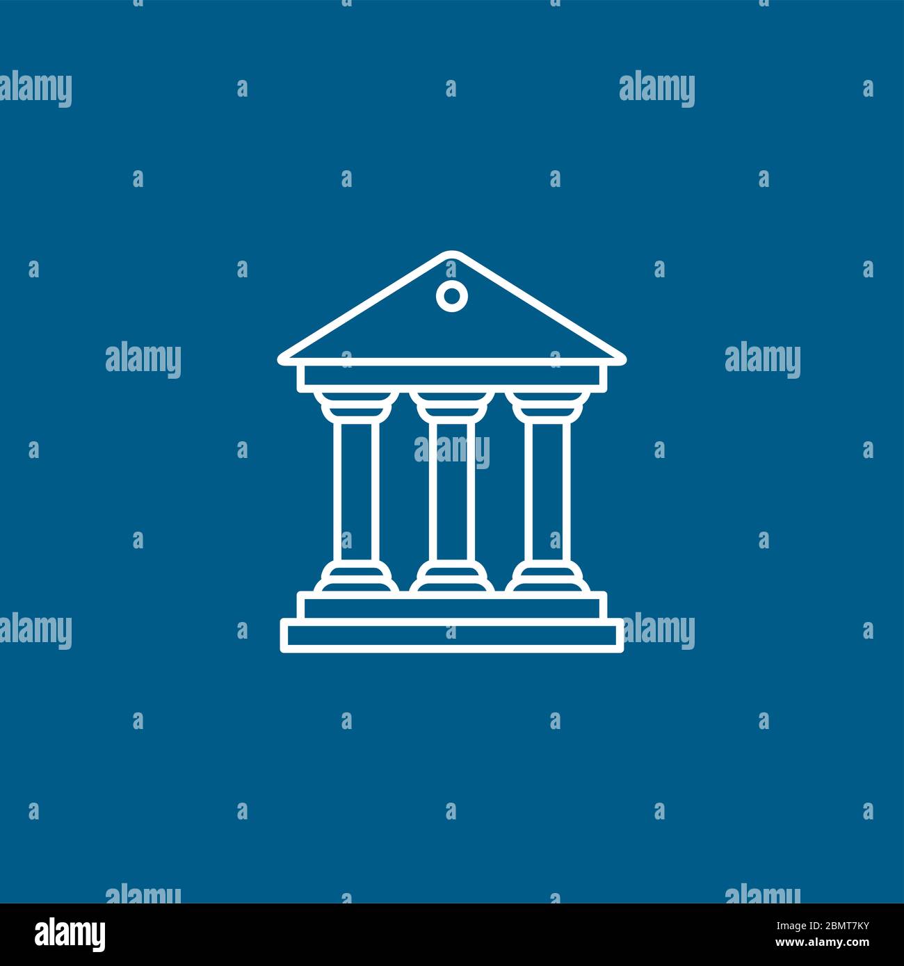 Bank Line Icon On Blue Background. Blue Flat Style Vector Illustration ...