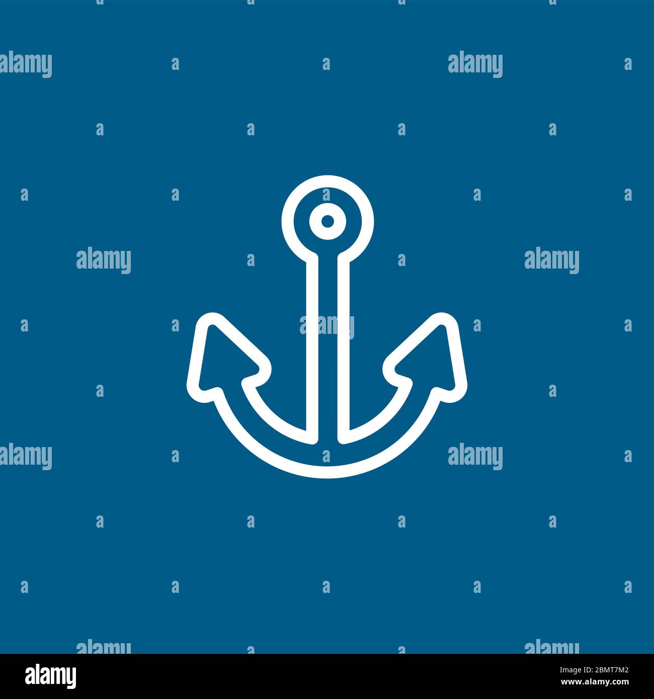 Anchor Line Icon On Blue Background. Blue Flat Style Vector ...