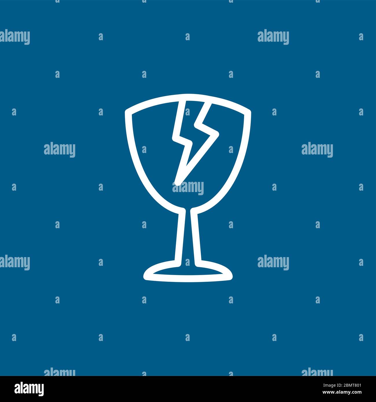 Broken Glass Line Icon On Blue Background. Blue Flat Style Vector ...