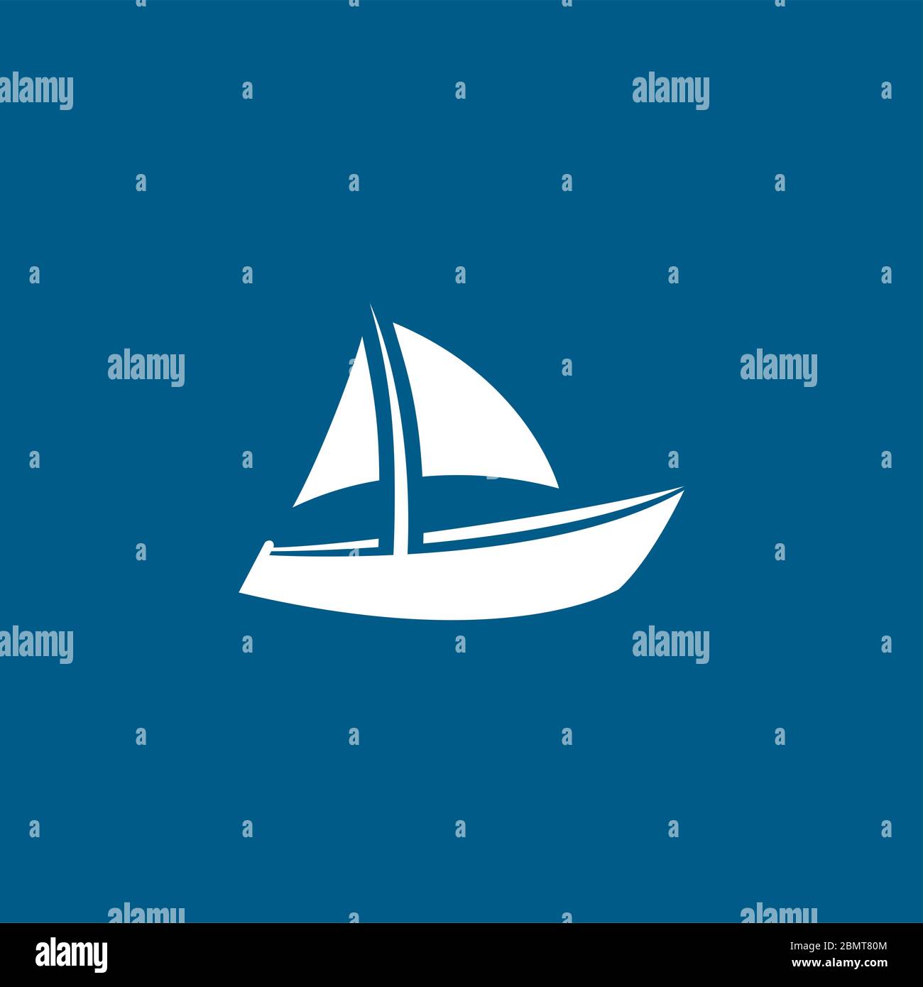 Boat Icon On Blue Background. Blue Flat Style Vector Illustration Stock ...
