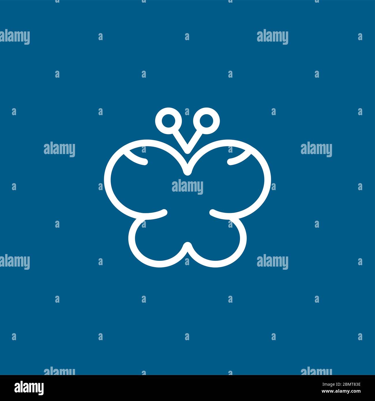 Butterfly Line Icon On Blue Background. Blue Flat Style Vector ...