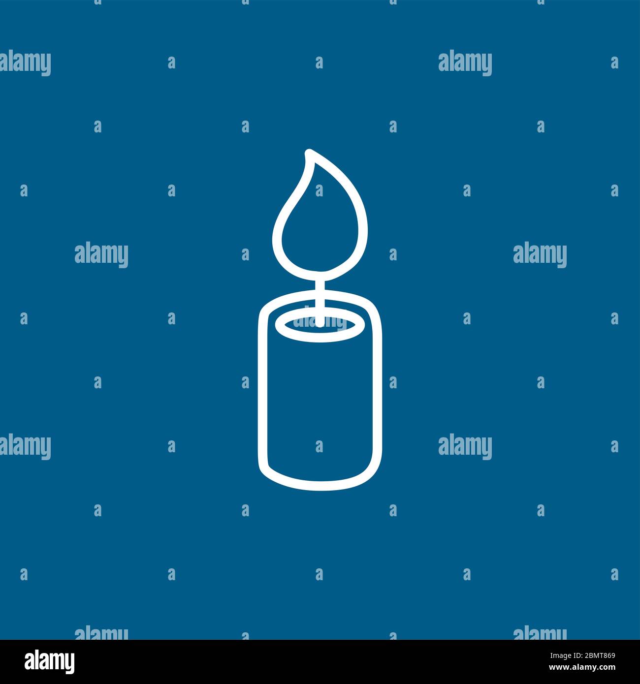 Candle Line Icon On Blue Background. Blue Flat Style Vector ...