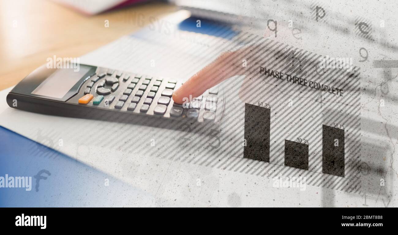 Animation of Caucasian hands calculating over statistics Stock Photo ...
