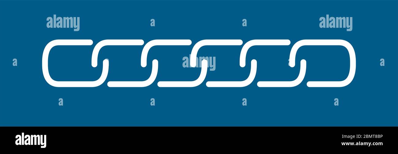 Chain Link Line On Blue Background. Blue Flat Style Vector Illustration ...