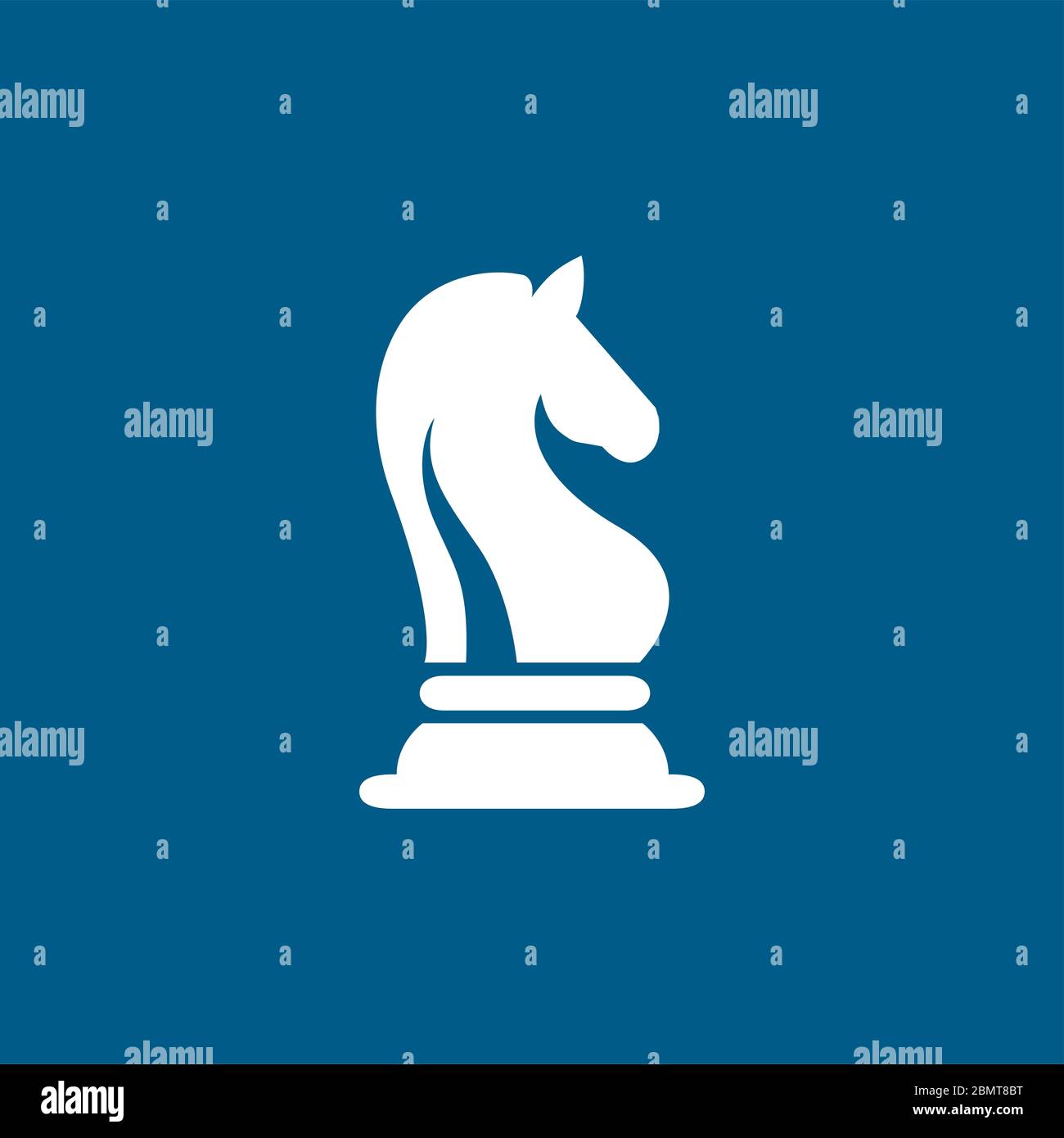 Chess Knight Icon On Blue Background. Blue Flat Style Vector ...