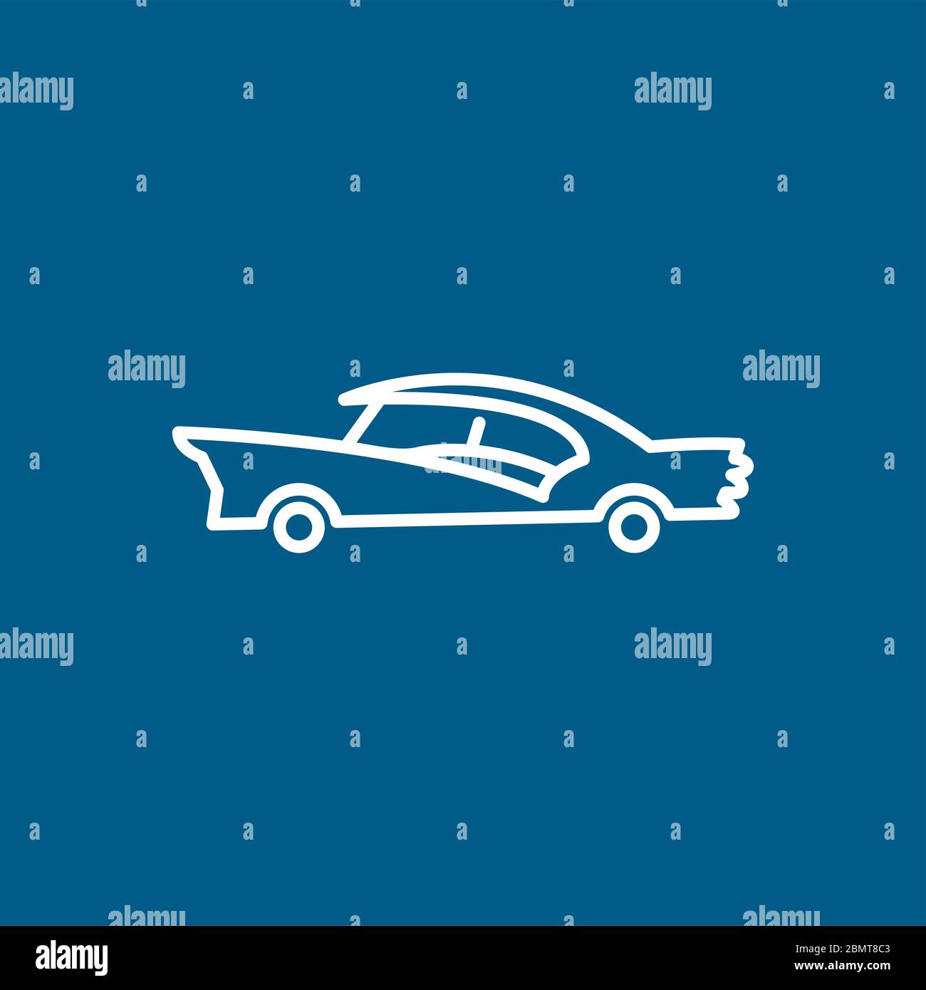 Car Line Icon On Blue Background. Blue Flat Style Vector Illustration ...