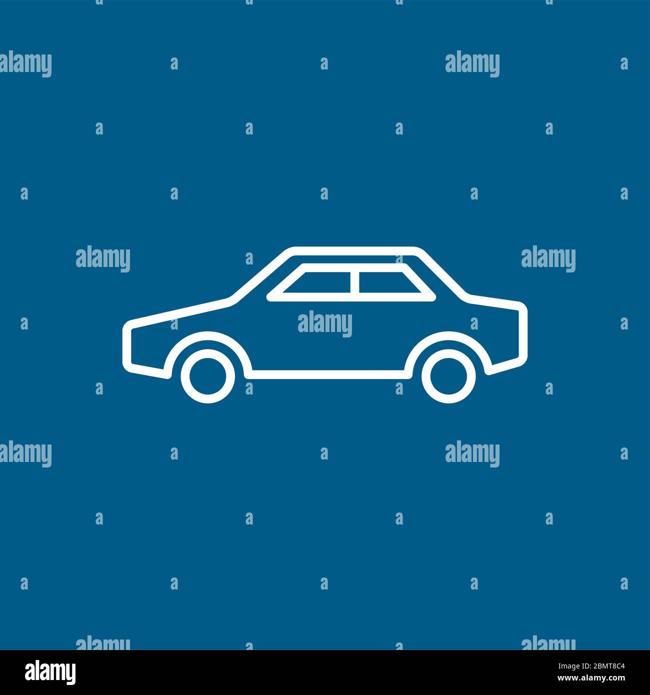 Car Line Icon On Blue Background. Blue Flat Style Vector Illustration ...