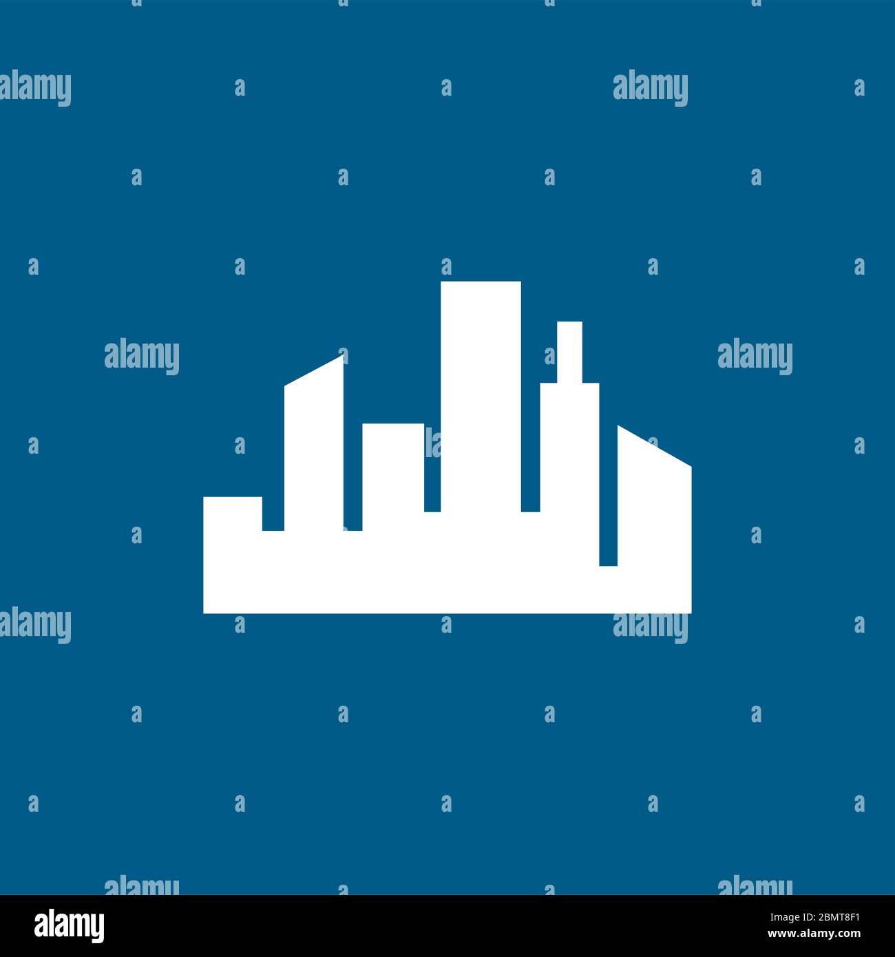 Cityscape Icon On Blue Background. Blue Flat Style Vector Illustration ...