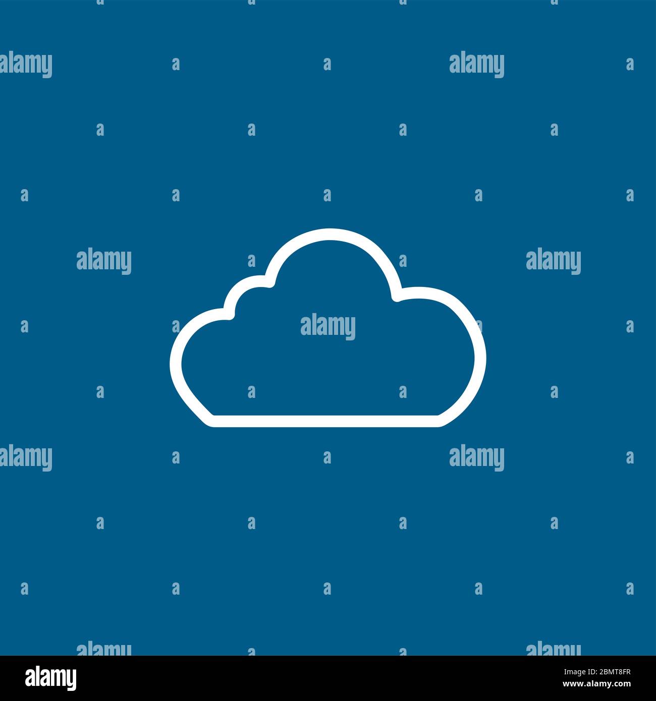 Cloud Line Icon On Blue Background. Blue Flat Style Vector Illustration ...