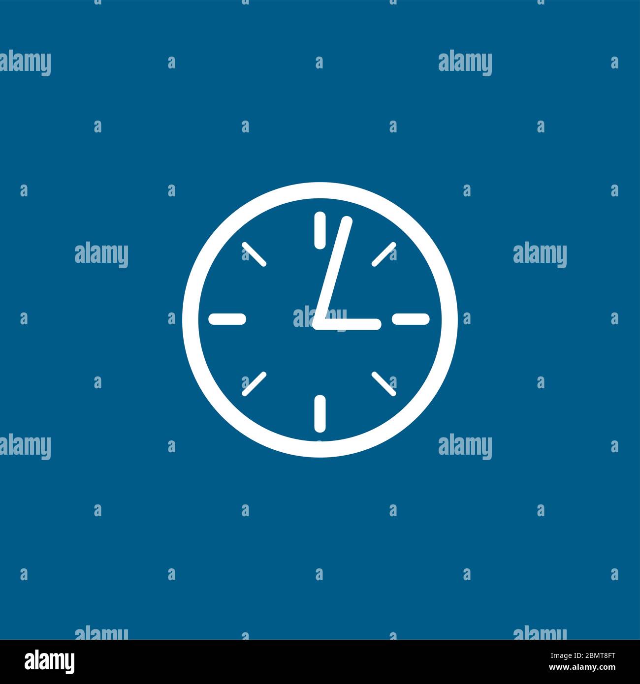 Clock Icon On Blue Background. Blue Flat Style Vector Illustration ...