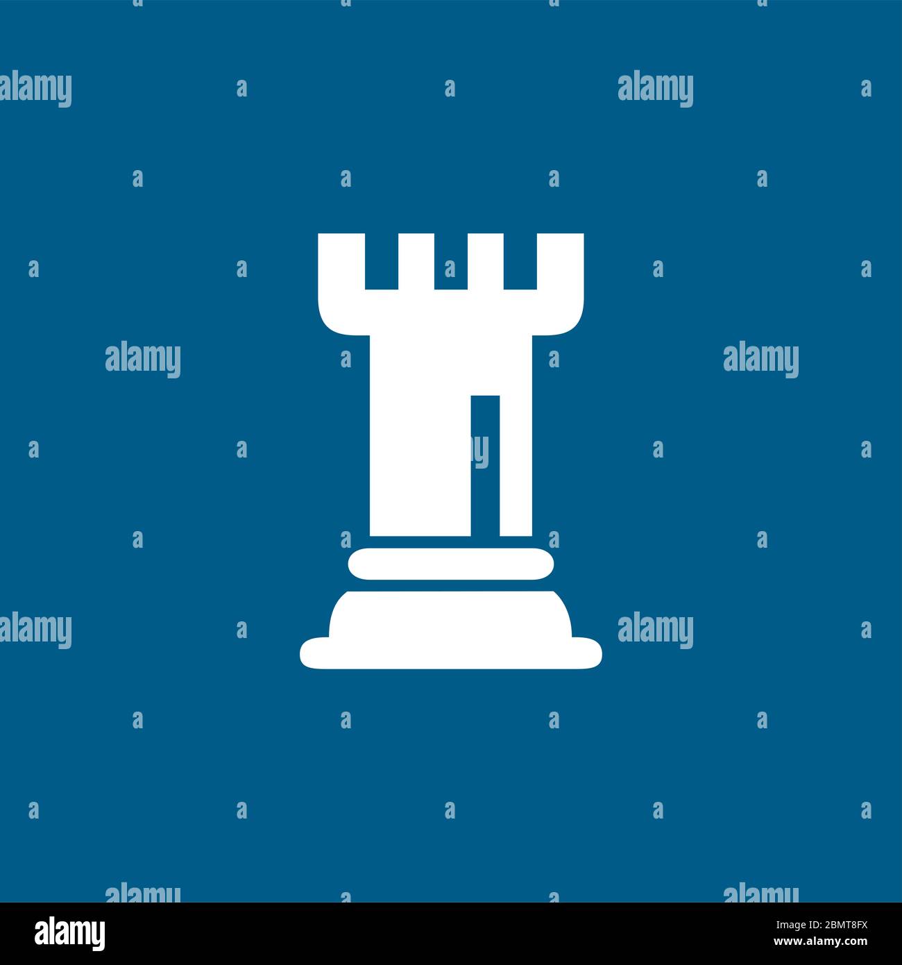 Chess Rook Icon On Blue Background. Blue Flat Style Vector Illustration ...