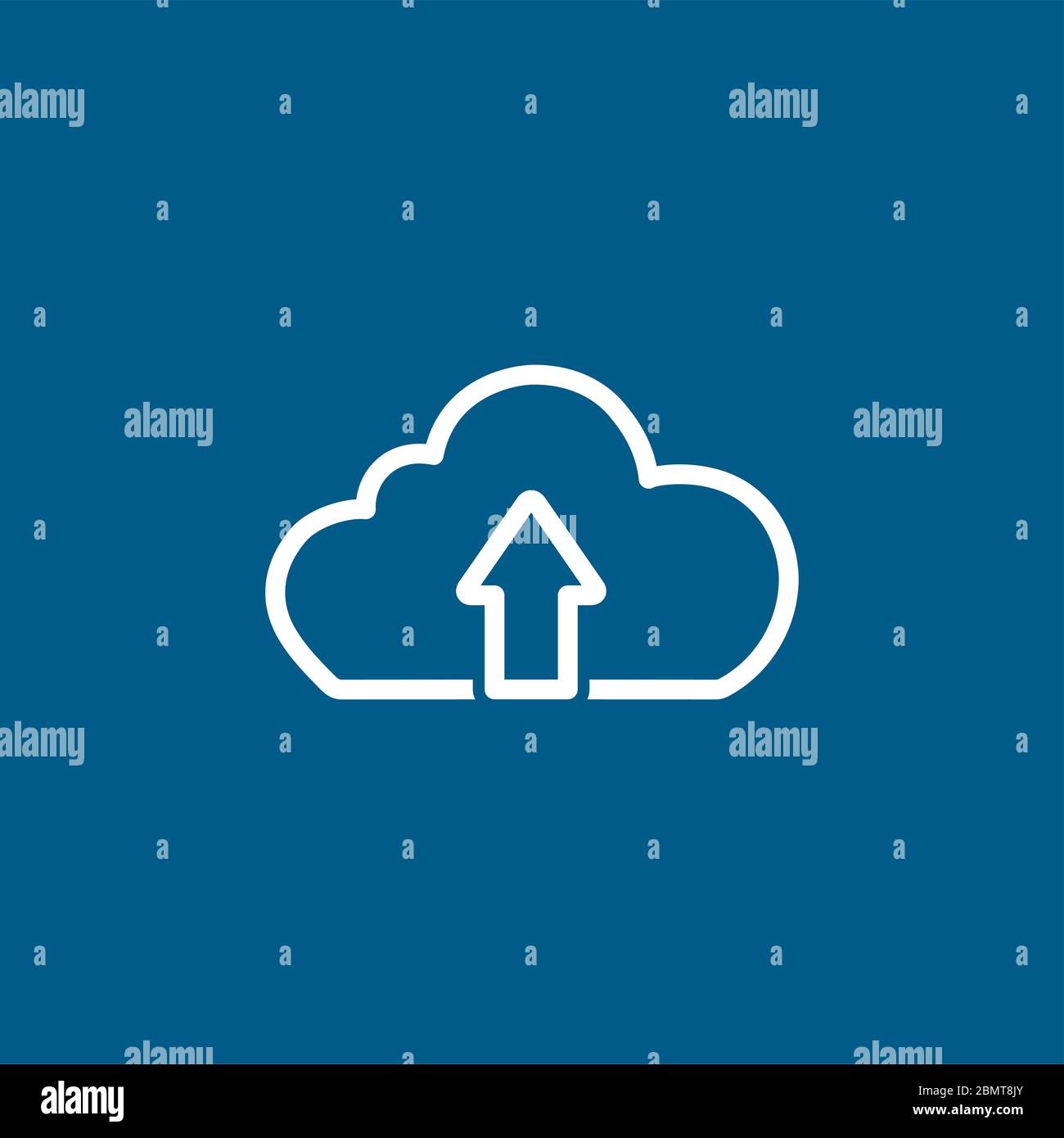 Cloud Upload Line Icon On Blue Background. Blue Flat Style Vector Illustration Stock Photo - Alamy