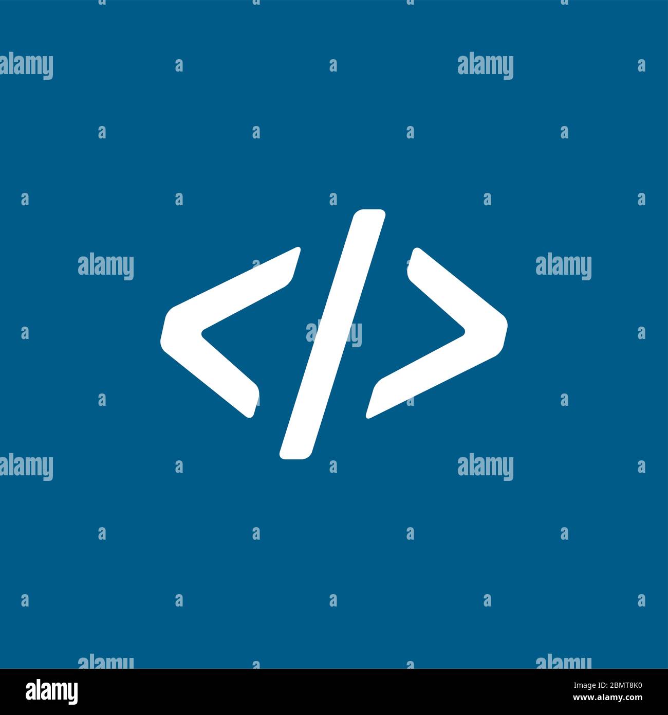 Code Icon On Blue Background. Blue Flat Style Vector Illustration Stock ...