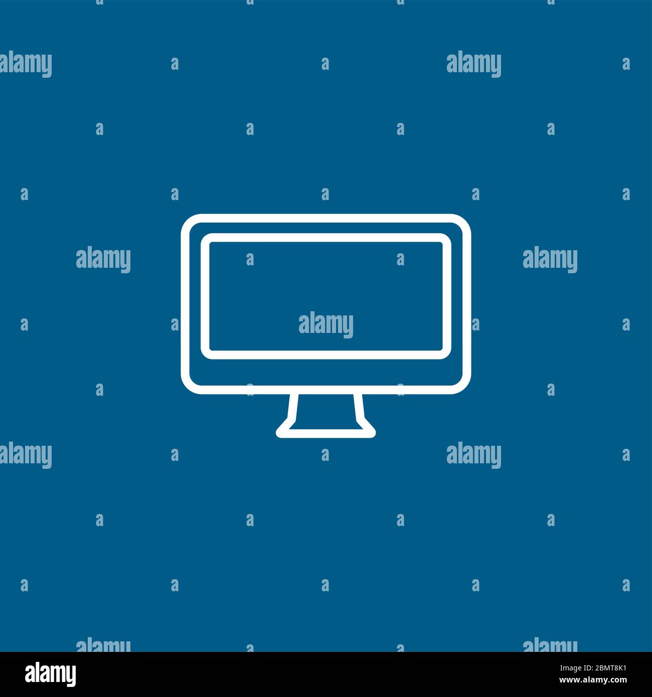 Computer Monitor Line Icon On Blue Background. Blue Flat Style Vector ...
