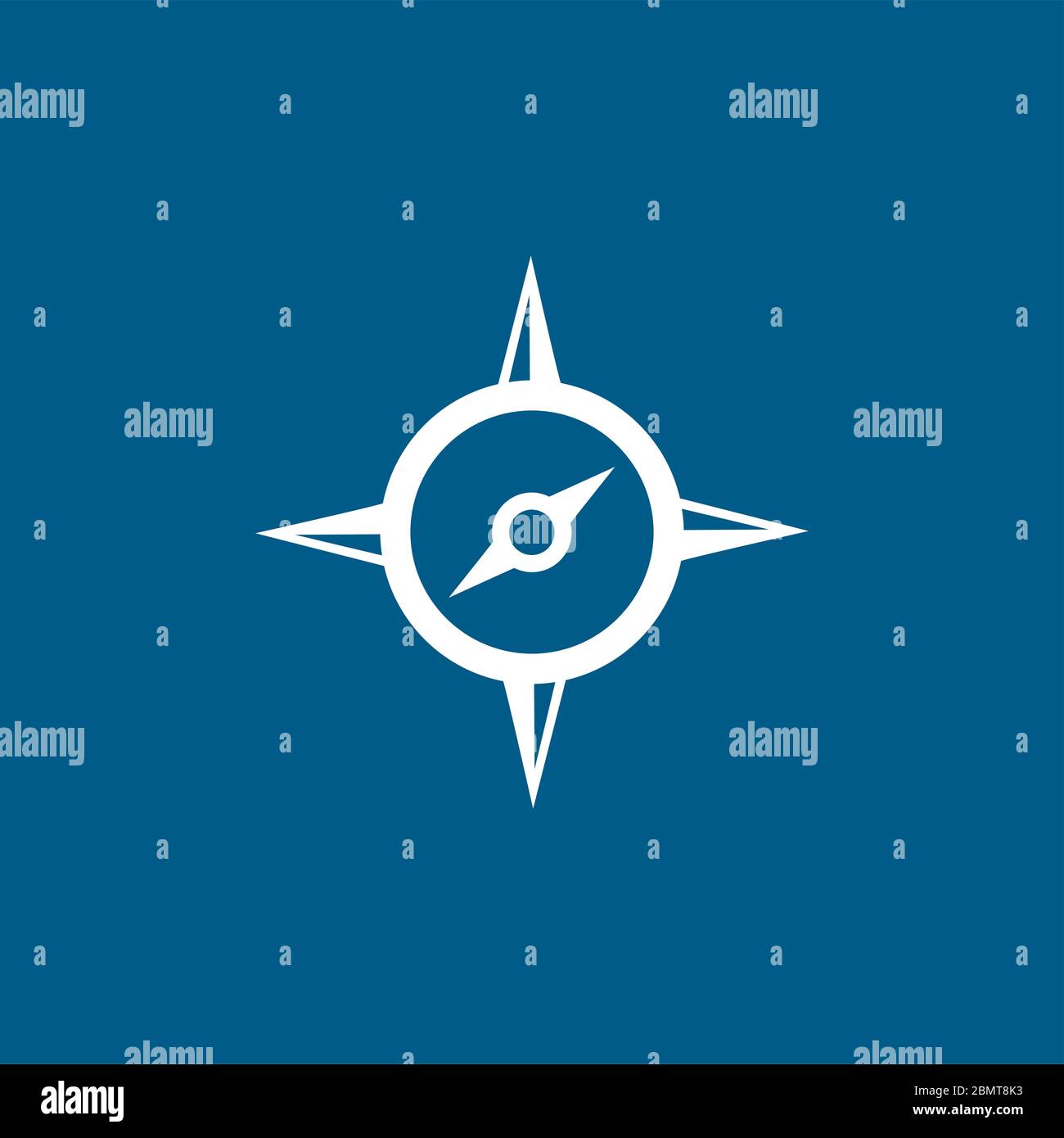 Compass Icon On Blue Background. Blue Flat Style Vector Illustration ...