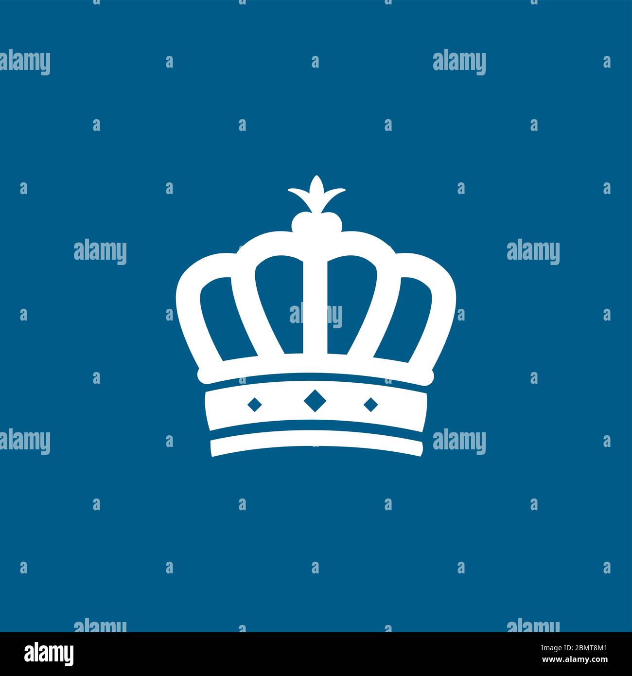 Crown Icon On Blue Background. Blue Flat Style Vector Illustration ...