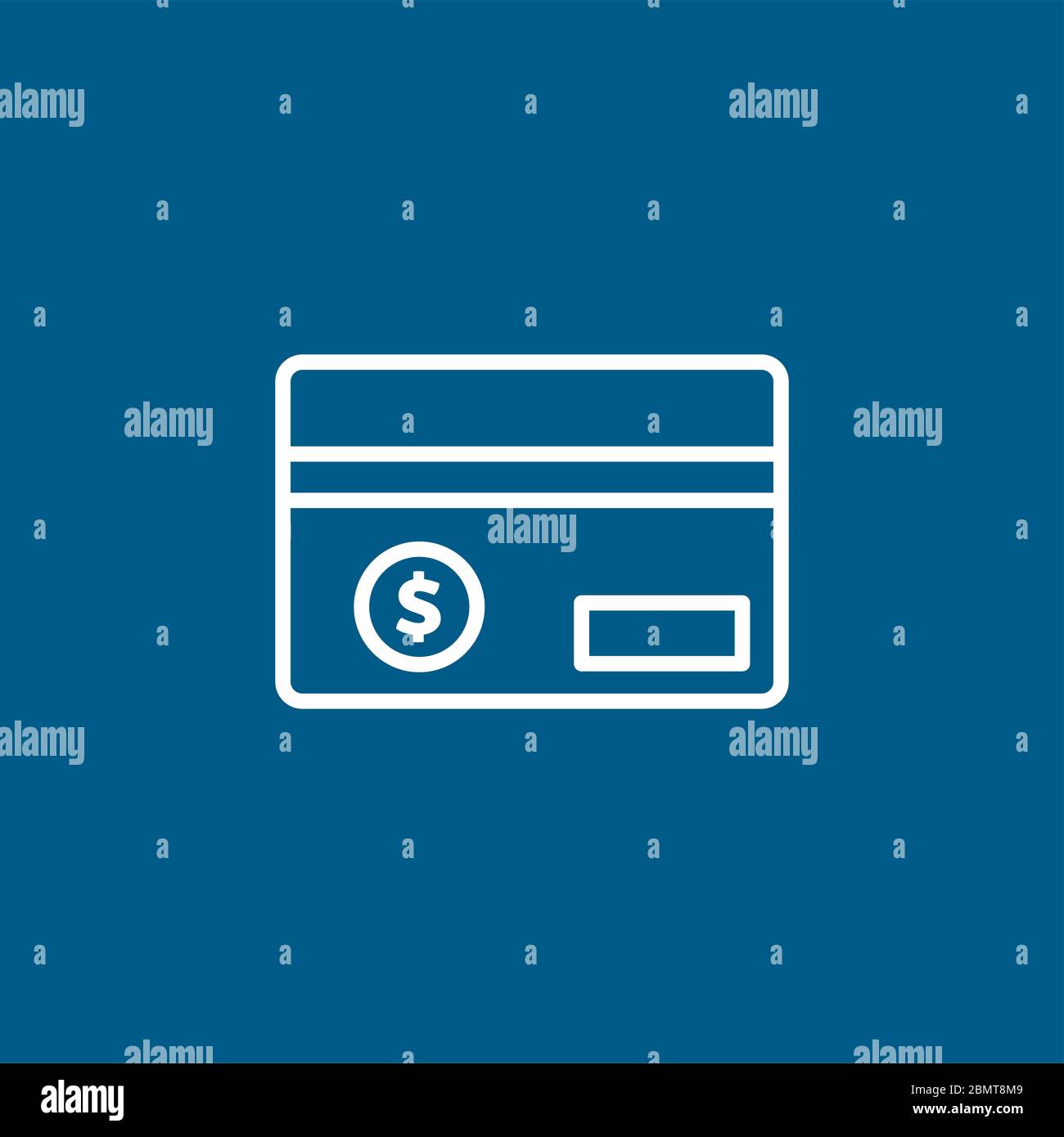 Credit Card Line Icon On Blue Background. Blue Flat Style Vector ...