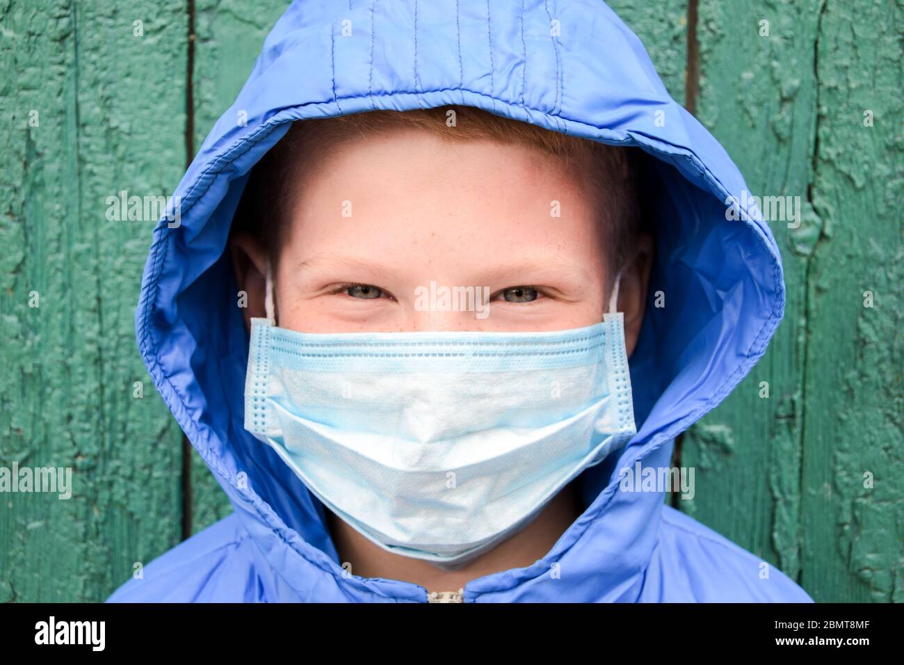 School-age children in medical masks. portrait of school child. child ...