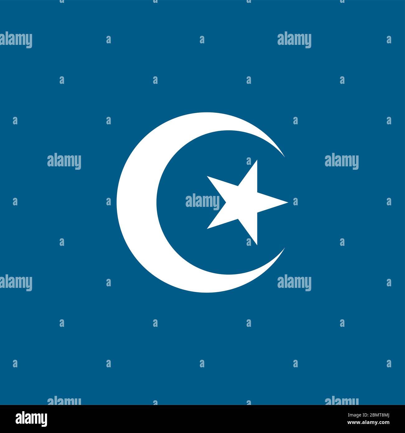 Crescent Icon On Blue Background. Blue Flat Style Vector Illustration ...