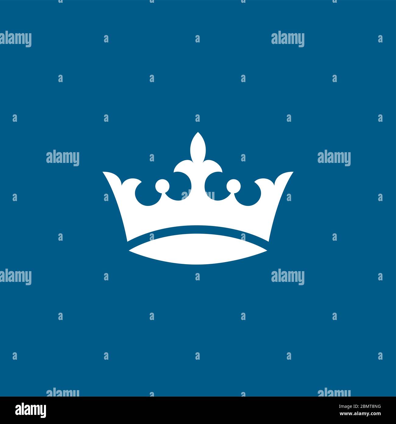 Crown Icon On Blue Background. Blue Flat Style Vector Illustration ...