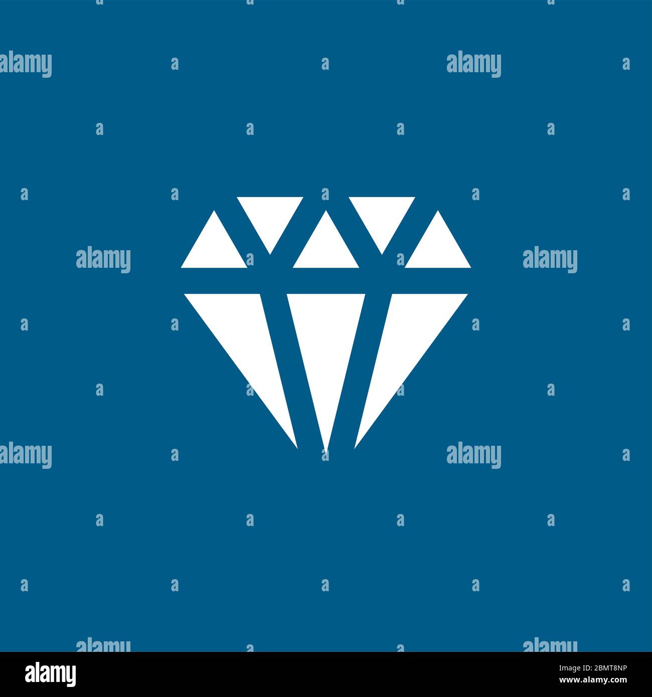 Diamond Icon On Blue Background. Blue Flat Style Vector Illustration ...