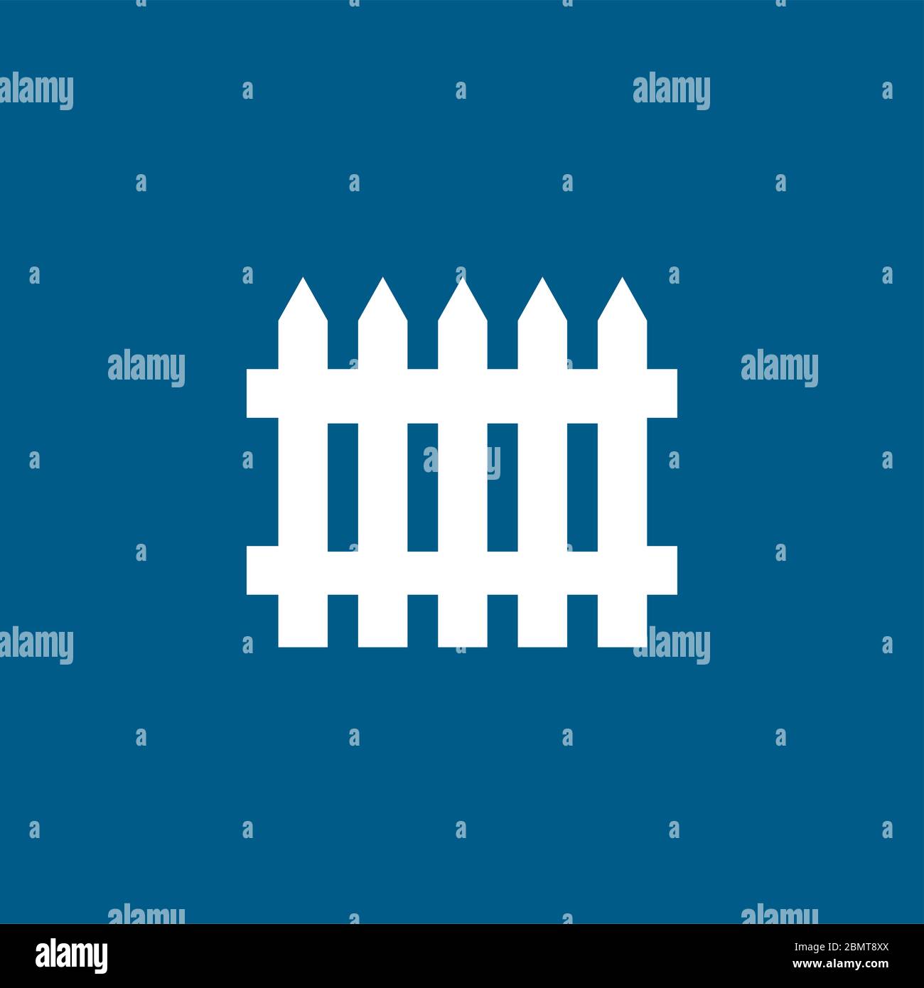 Fence Icon On Blue Background. Blue Flat Style Vector Illustration ...