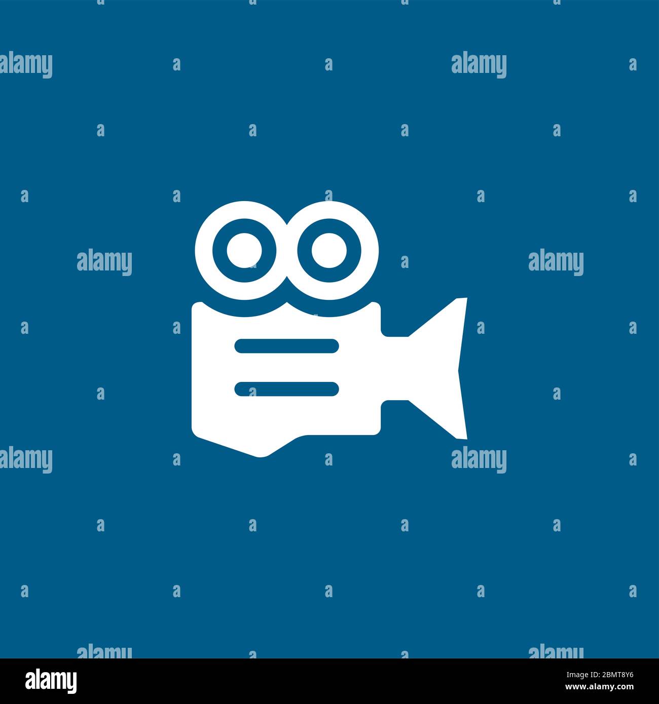 Film Camera Icon On Blue Background. Blue Flat Style Vector ...