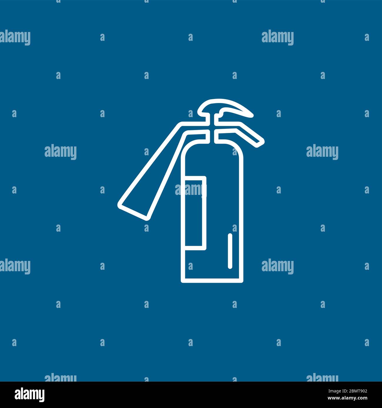 Fire Extinguisher Line Icon On Blue Background. Blue Flat Style Vector ...