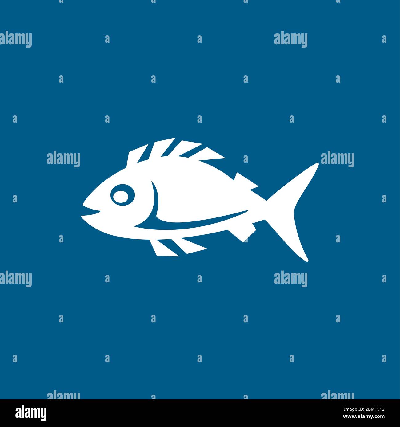 Fish Icon On Blue Background. Blue Flat Style Vector Illustration Stock ...