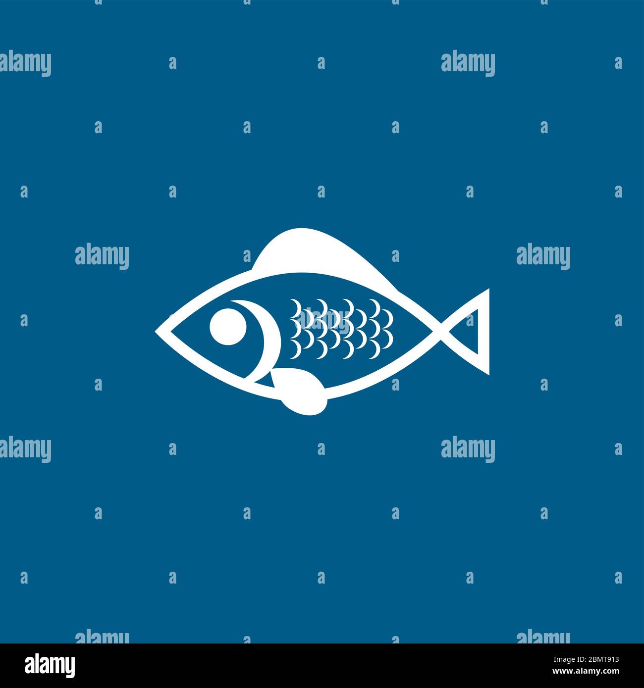 Fish Icon On Blue Background. Blue Flat Style Vector Illustration Stock ...