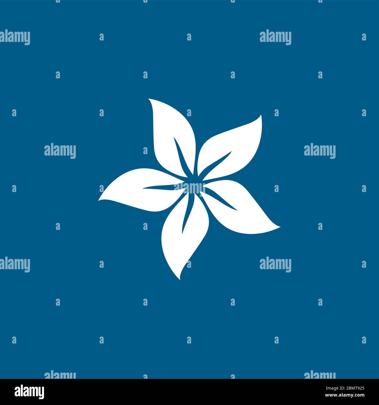 Flower Icon On Blue Background. Blue Flat Style Vector Illustration ...