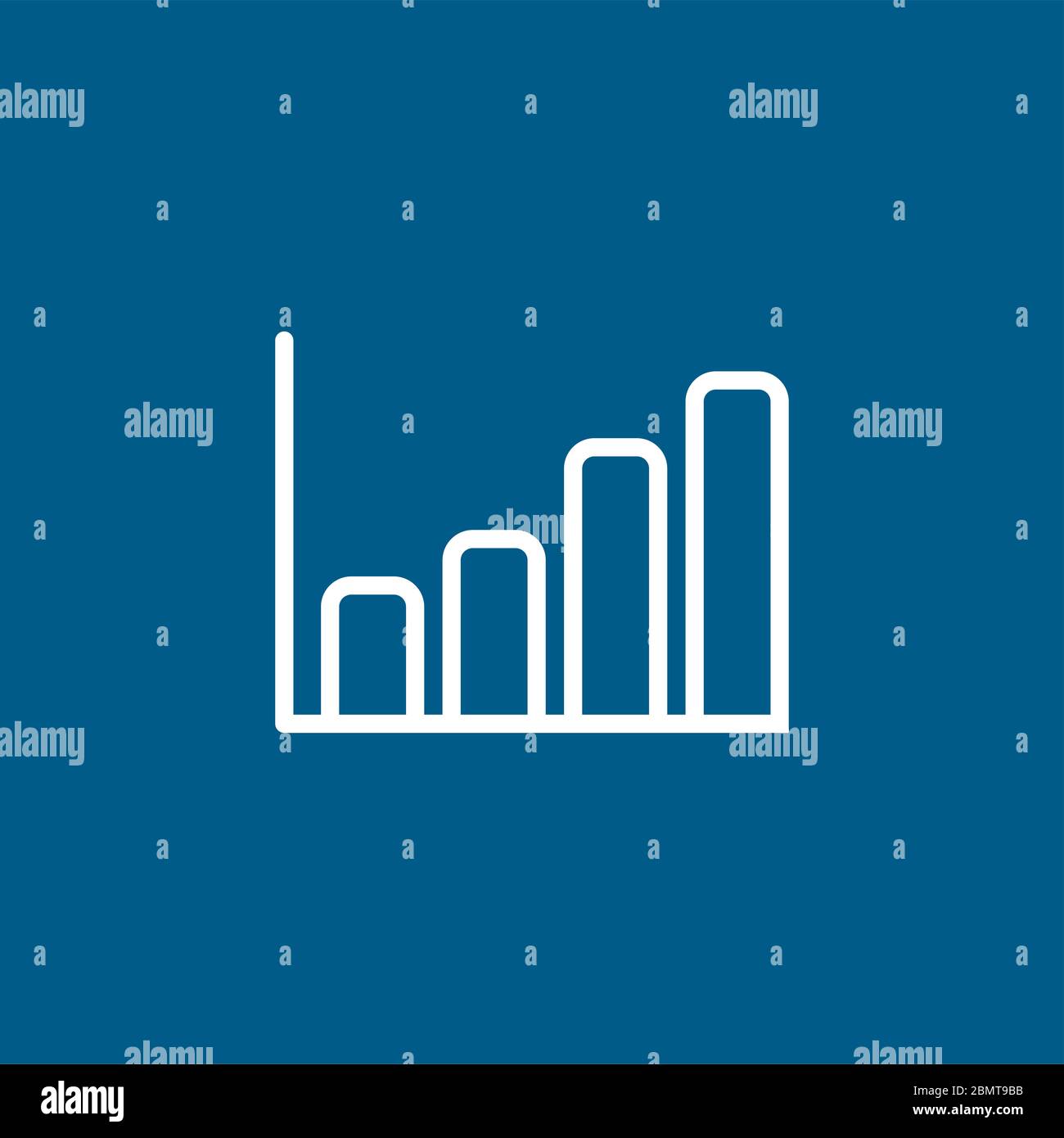 Growing Graph Line Icon On Blue Background. Blue Flat Style Vector ...