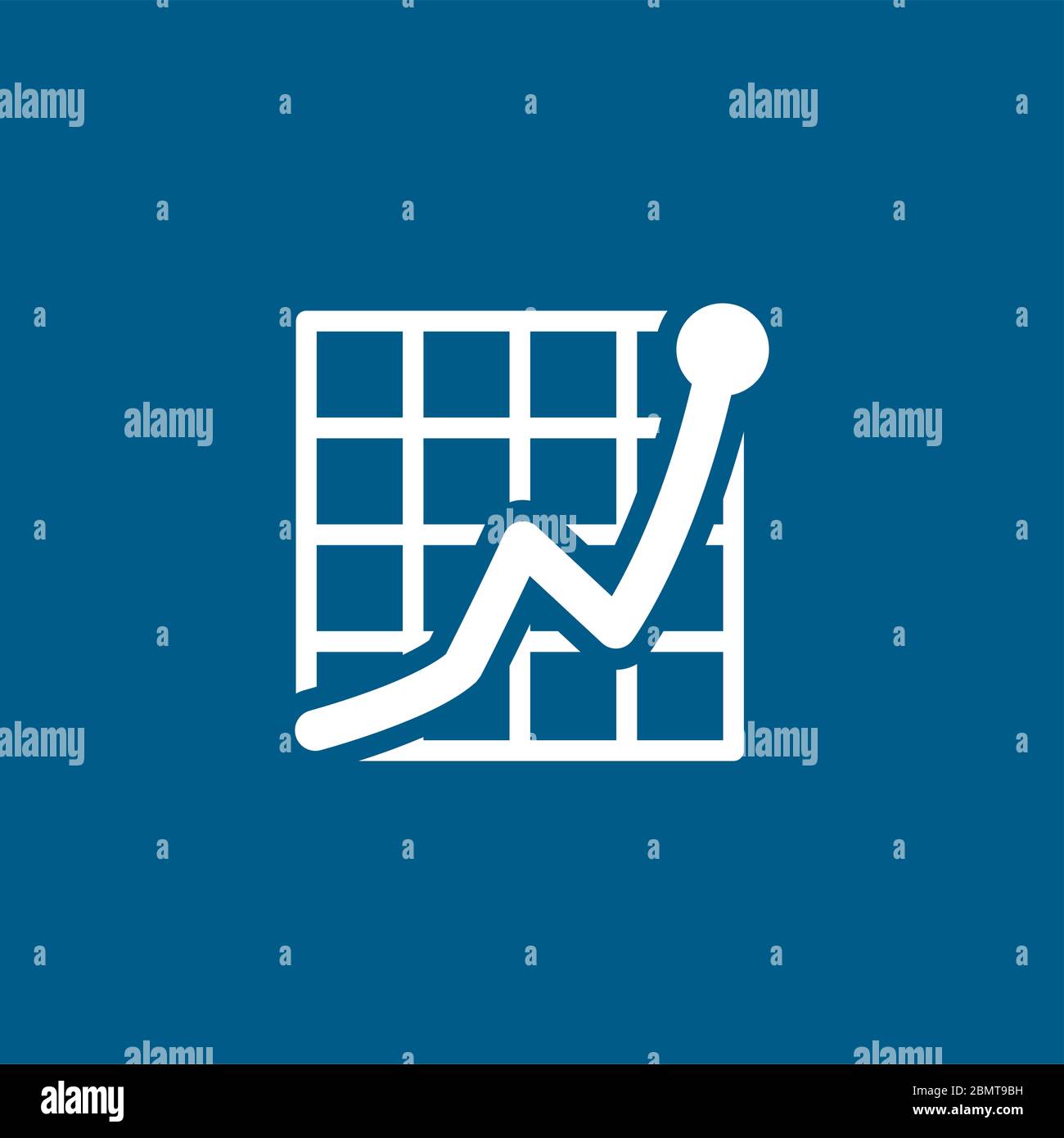 Growing Graph Icon On Blue Background. Blue Flat Style Vector ...