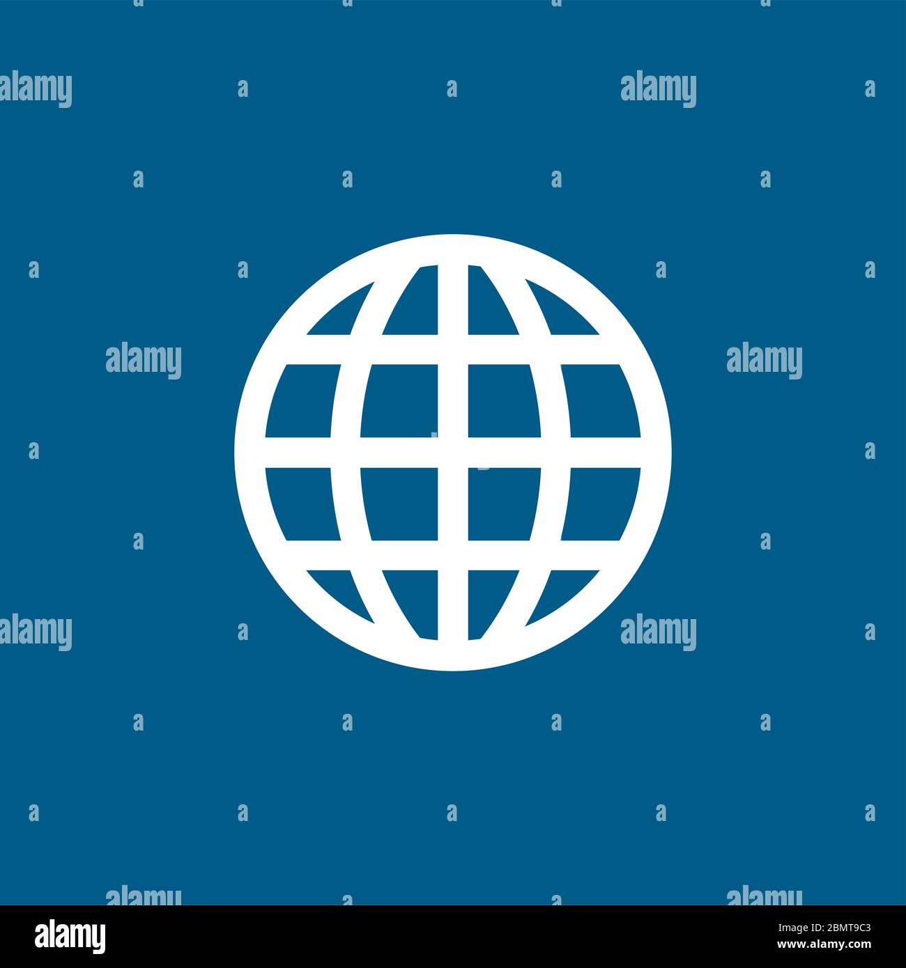 Globe Icon On Blue Background. Blue Flat Style Vector Illustration ...