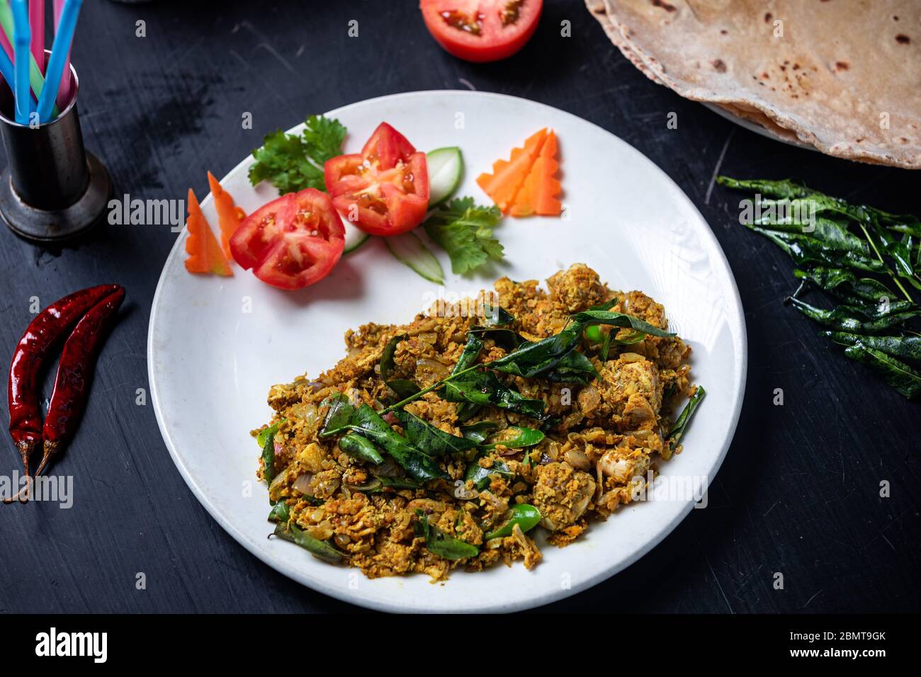 Chicken Stir Fry with Chapati Stock Photo - Alamy