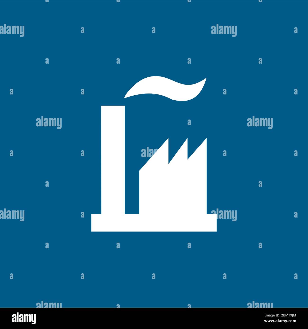 Industry Icon On Blue Background. Blue Flat Style Vector Illustration ...