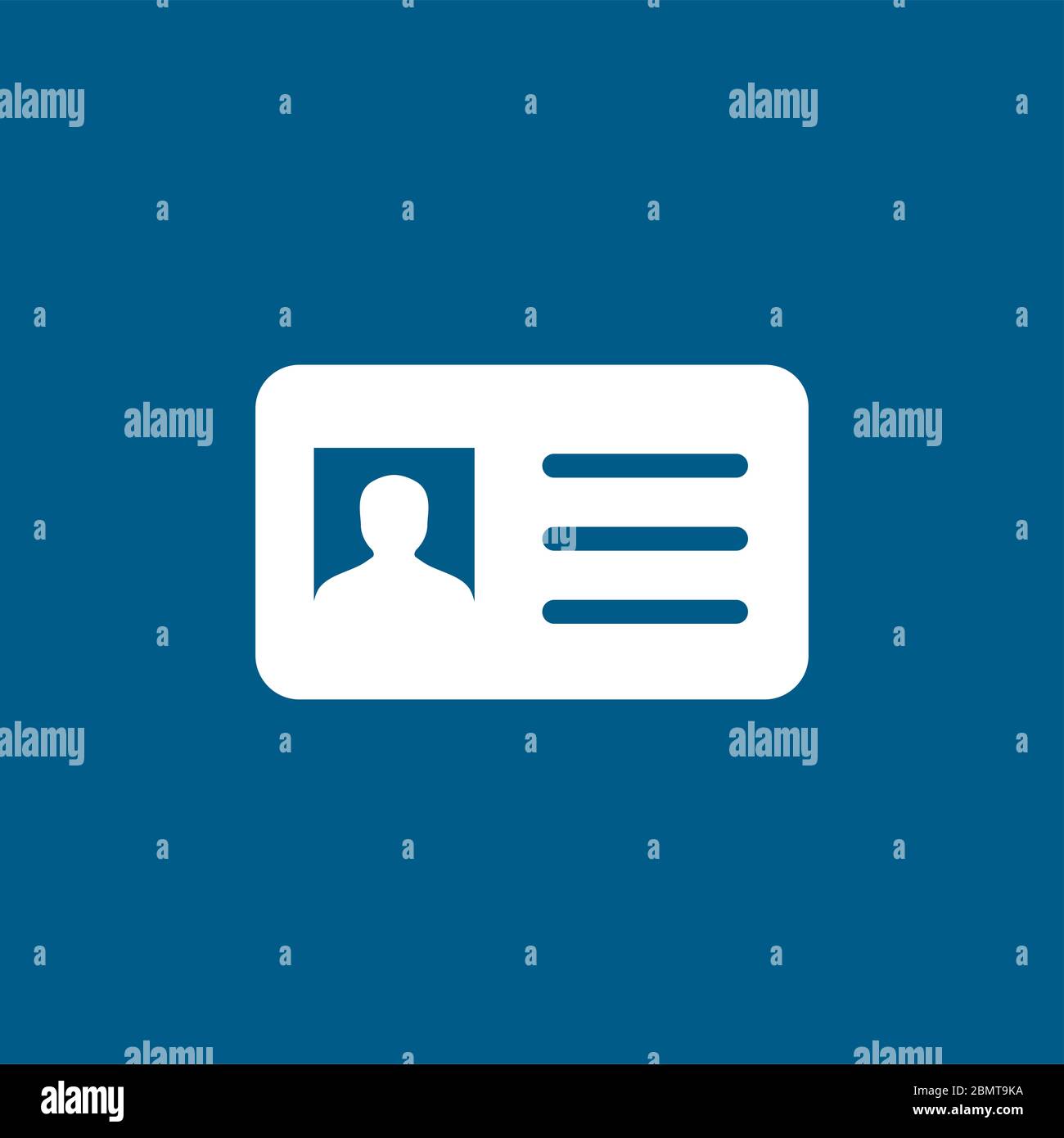 ID Card Icon On Blue Background. Blue Flat Style Vector Illustration ...