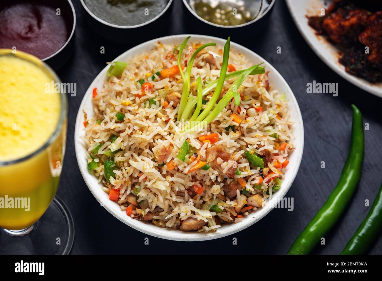 Fried Rice with Juice and side dish Stock Photo - Alamy