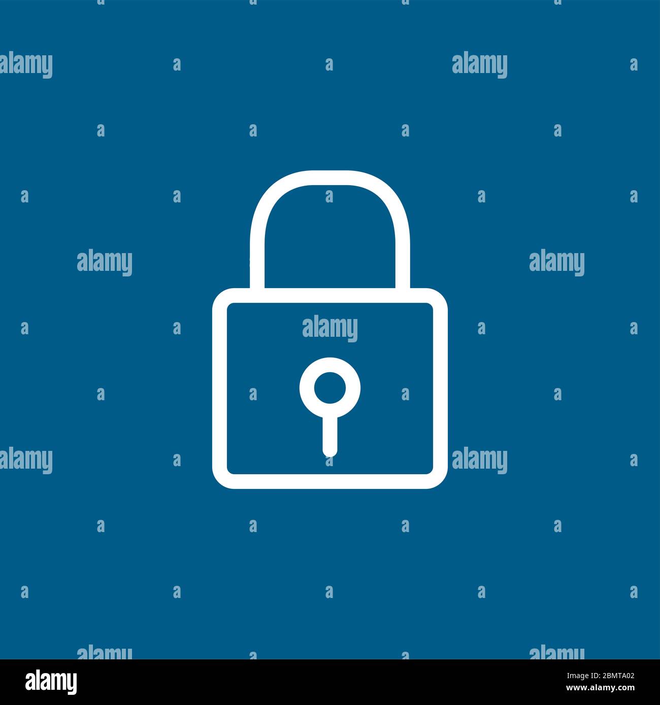 Lock Line Icon On Blue Background. Blue Flat Style Vector Illustration ...