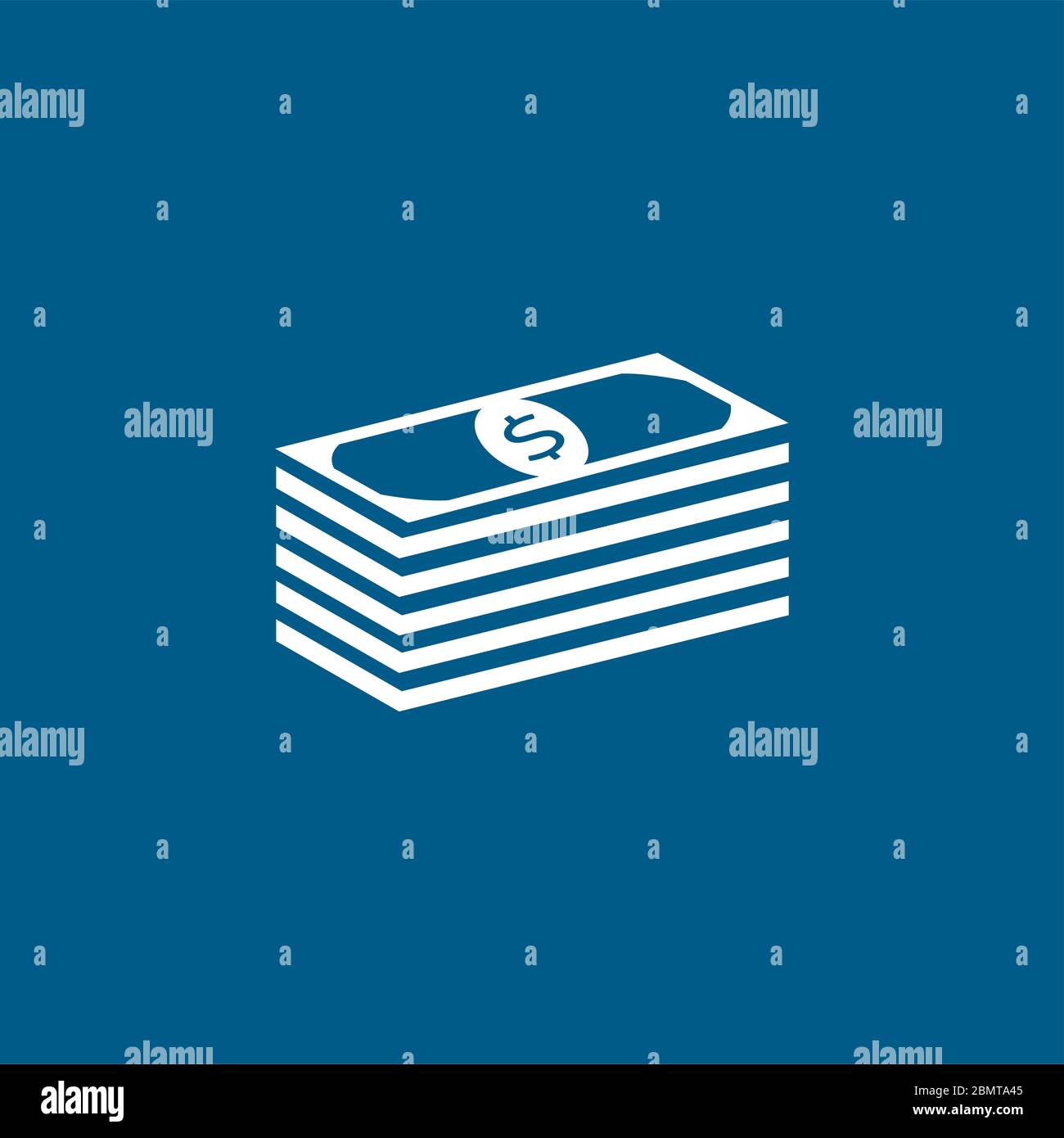 Money Icon On Blue Background. Blue Flat Style Vector Illustration ...