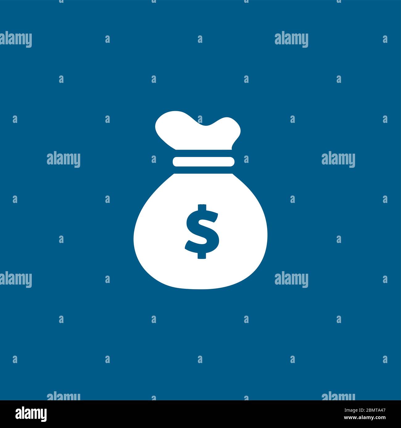 Money Sack Icon On Blue Background. Blue Flat Style Vector Illustration ...