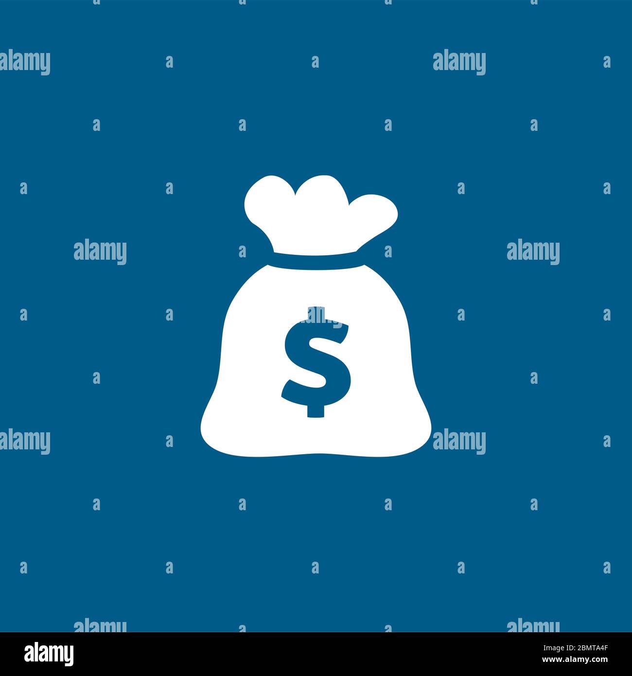 Money Sack Icon On Blue Background. Blue Flat Style Vector Illustration ...