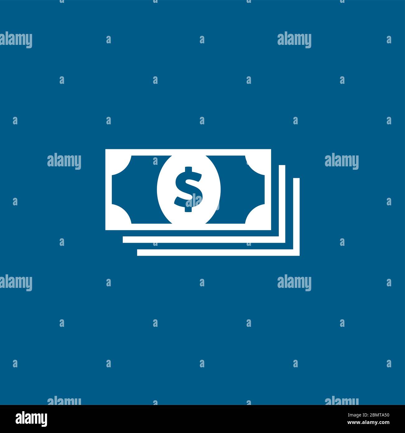 Money Icon On Blue Background. Blue Flat Style Vector Illustration ...