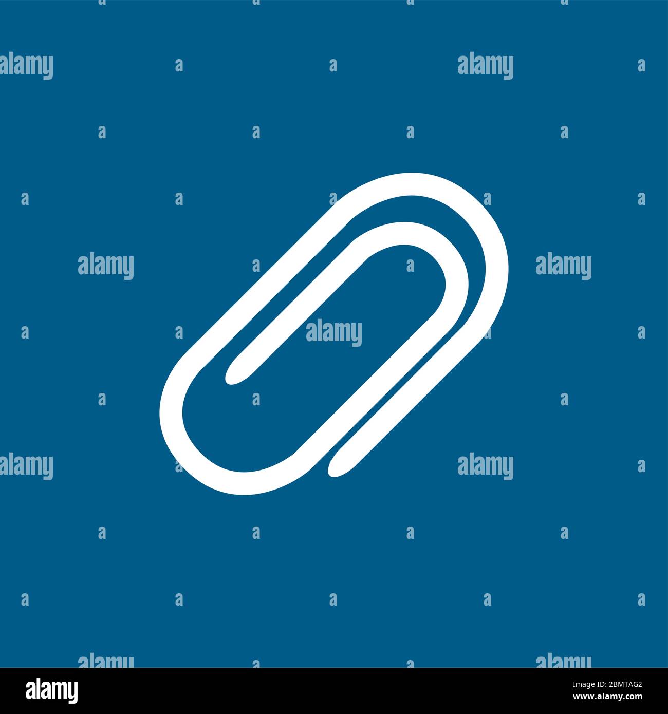 Paper Clip Icon On Blue Background. Blue Flat Style Vector Illustration ...