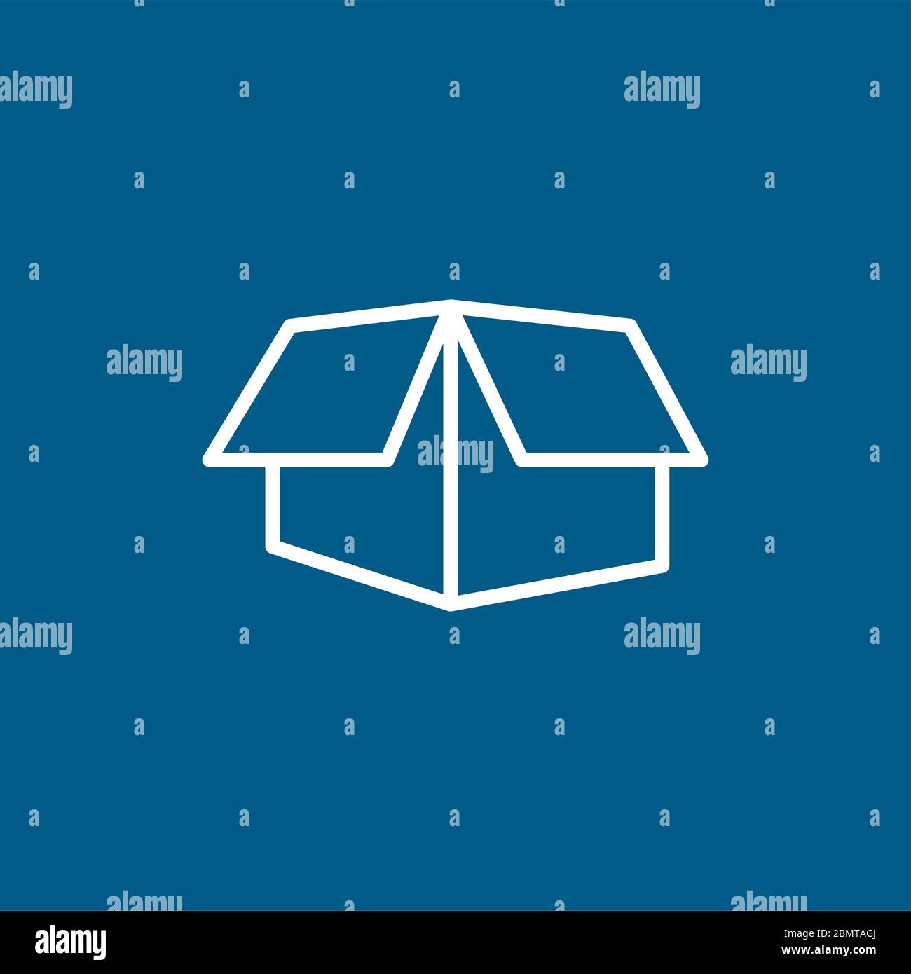 Open Box Line Icon On Blue Background. Blue Flat Style Vector ...