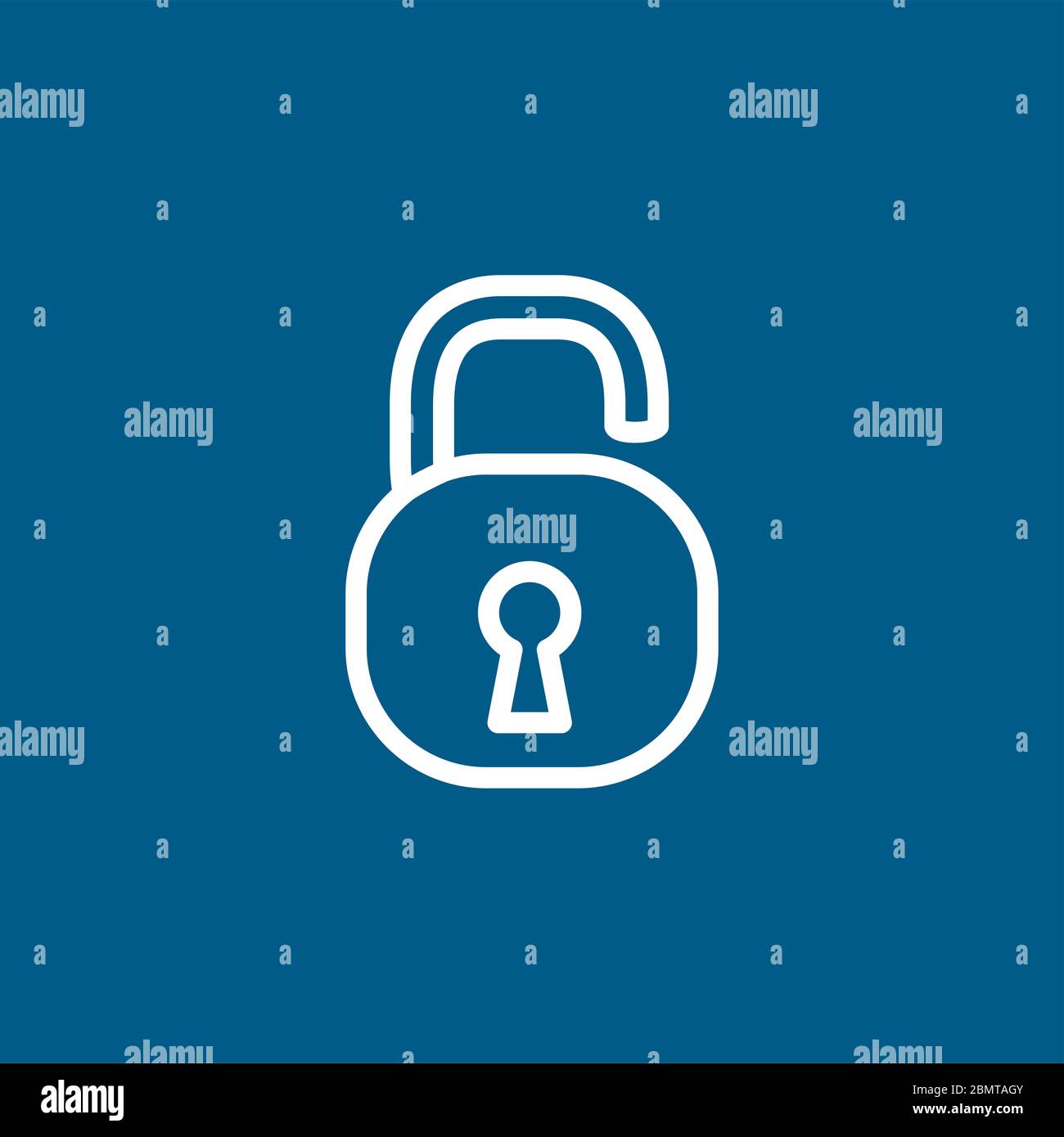 Open Lock Line Icon On Blue Background. Blue Flat Style Vector ...