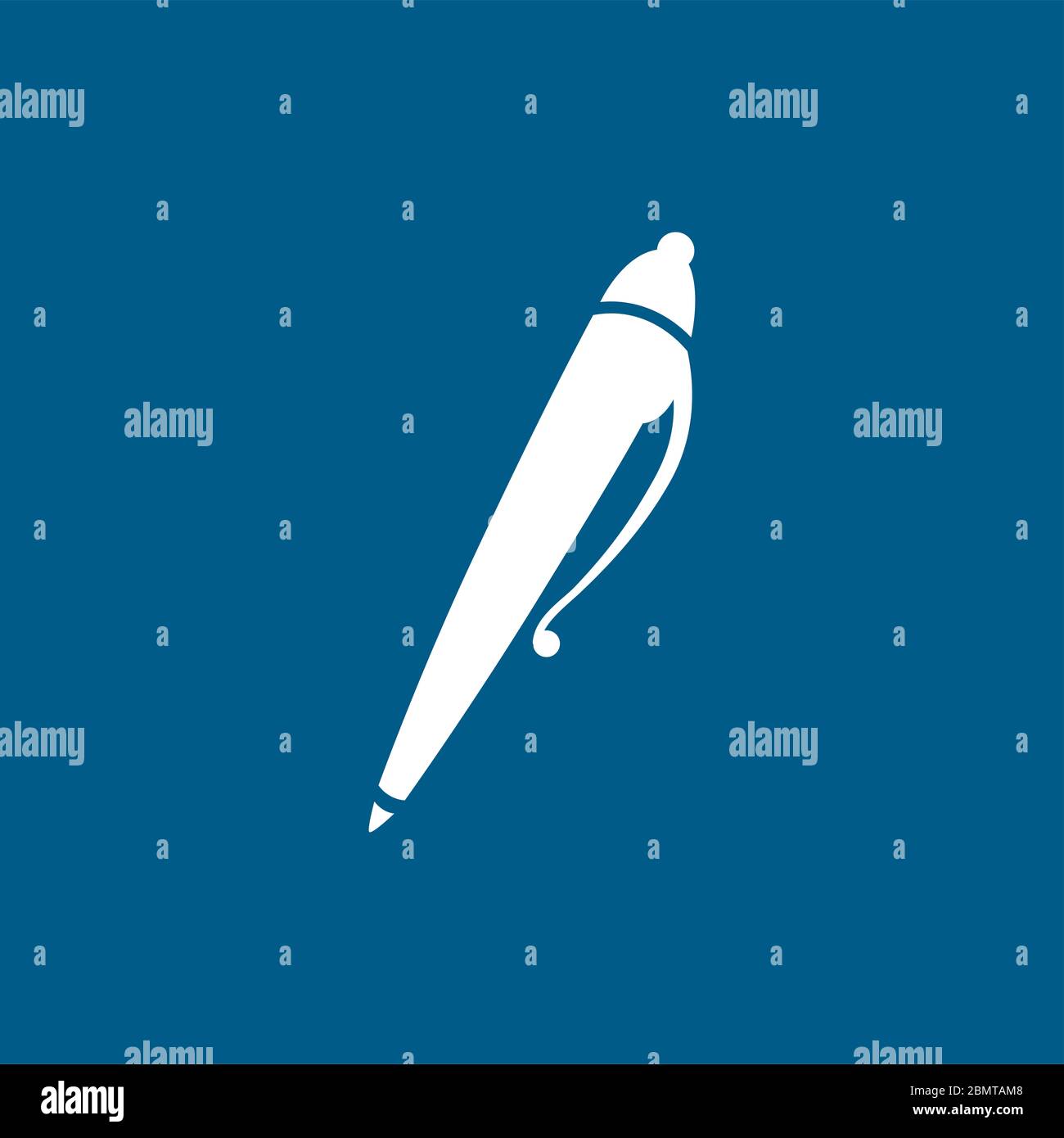 Pen Icon On Blue Background. Blue Flat Style Vector Illustration Stock ...